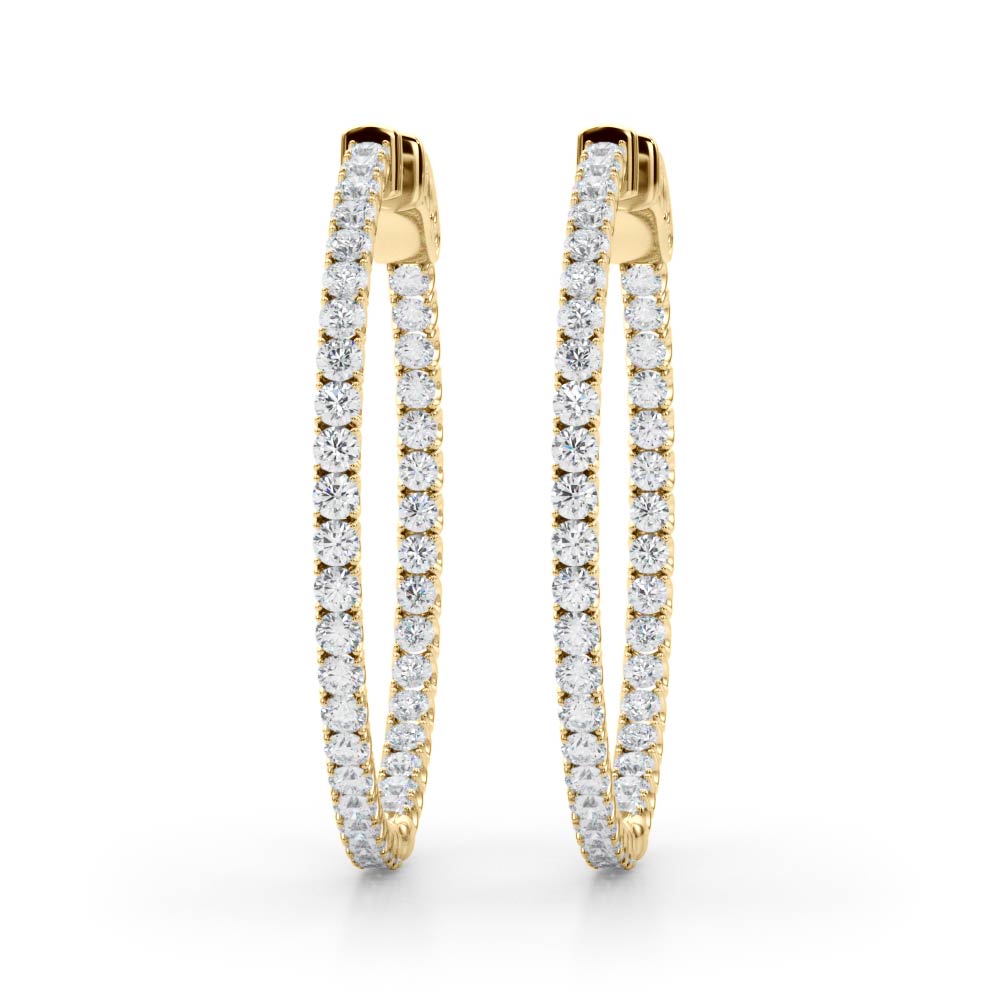 14k Inside Out Hoop Diamond Earring 30mm – Rondels Jewelry | Engagement ...