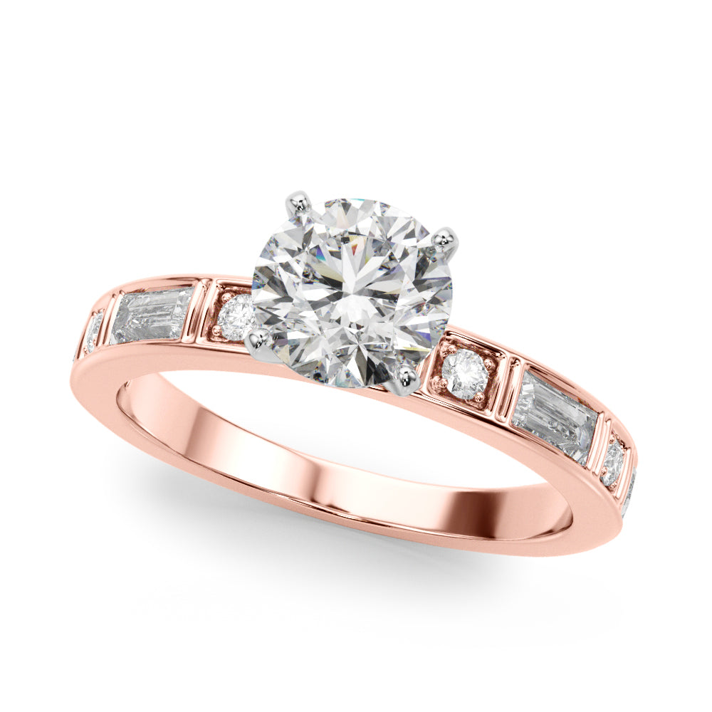 14K Channel Set Baguette and Round Engagement Ring – Rondels Jewelry ...
