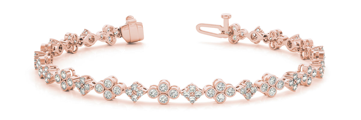 14K Bezel and Prong Set Cluster Diamond Bracelet – Rondels Jewelry ...