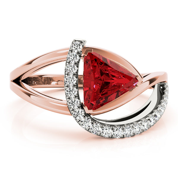 14K Triangle Shape Ruby and Diamond Ring – Rondels Jewelry | Engagement ...