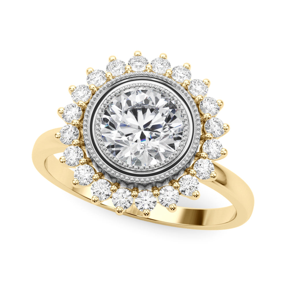14K Bezel Set Diamond Engagement Ring – Rondels Jewelry | Engagement ...