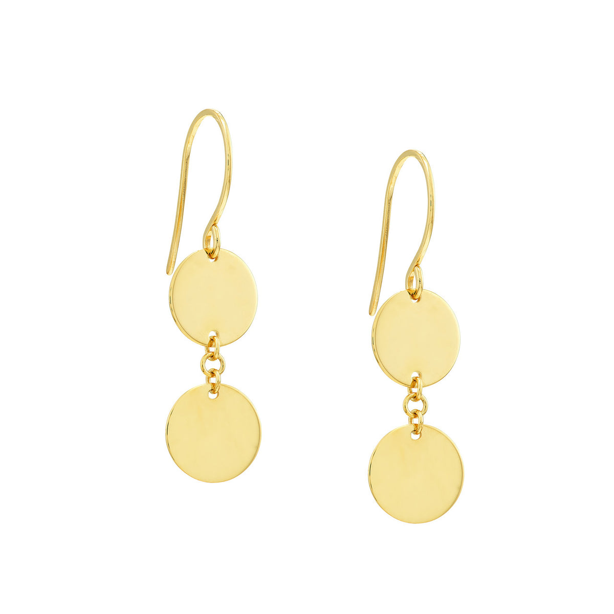 14K Gold Double Disc Dangle Earrings – Rondels Jewelry | Engagement ...